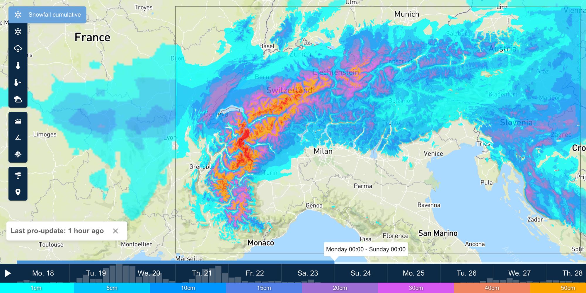 Four daily weather updates for wePowder Pro members - wePowder